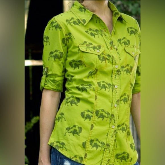 Barn Fly | Tops | Barn Fly Trading Classic Western Shirt Green Buffalo ...